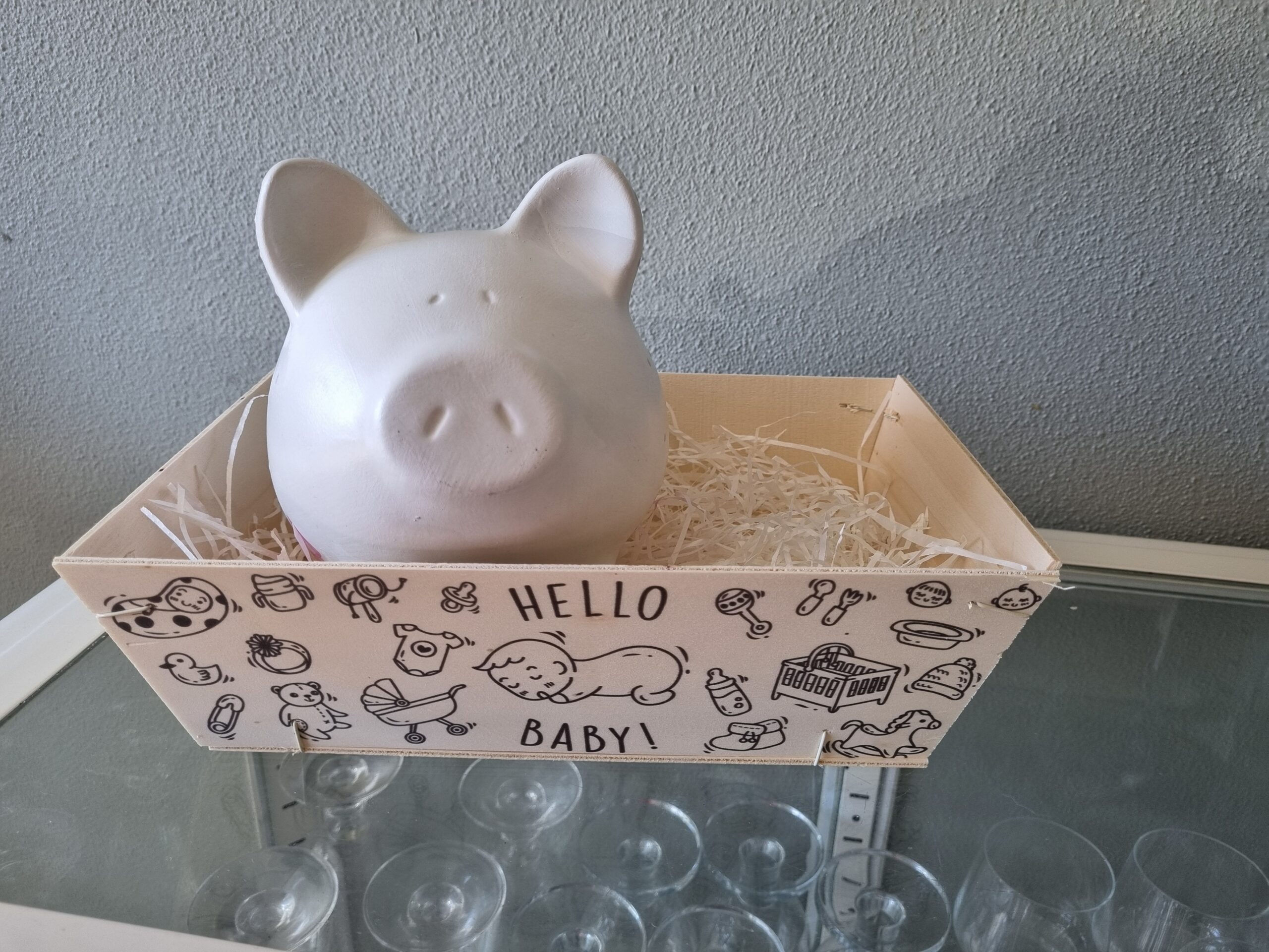 Spaarvarken | Spaarpot | Kraamkado van geboortekaartje | Baby